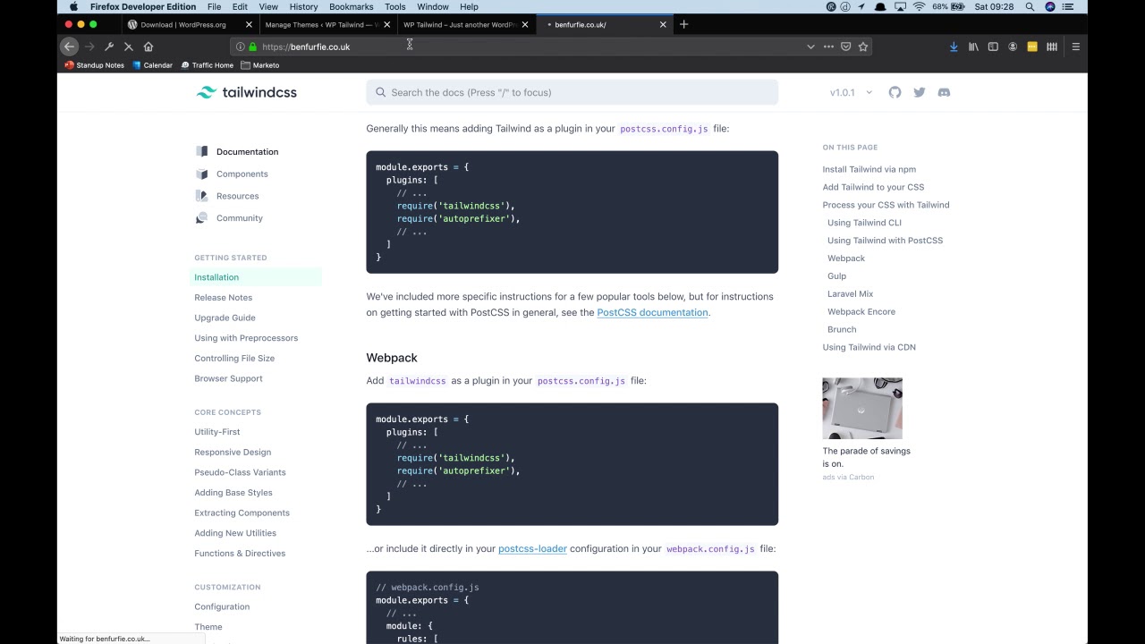 Setting Up Tailwindcss In A Wordpress Theme Underscores Youtube 3092
