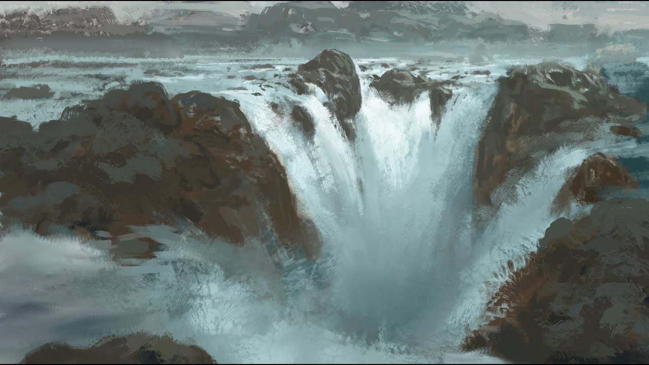 Waterfall digi painting - YouTube
