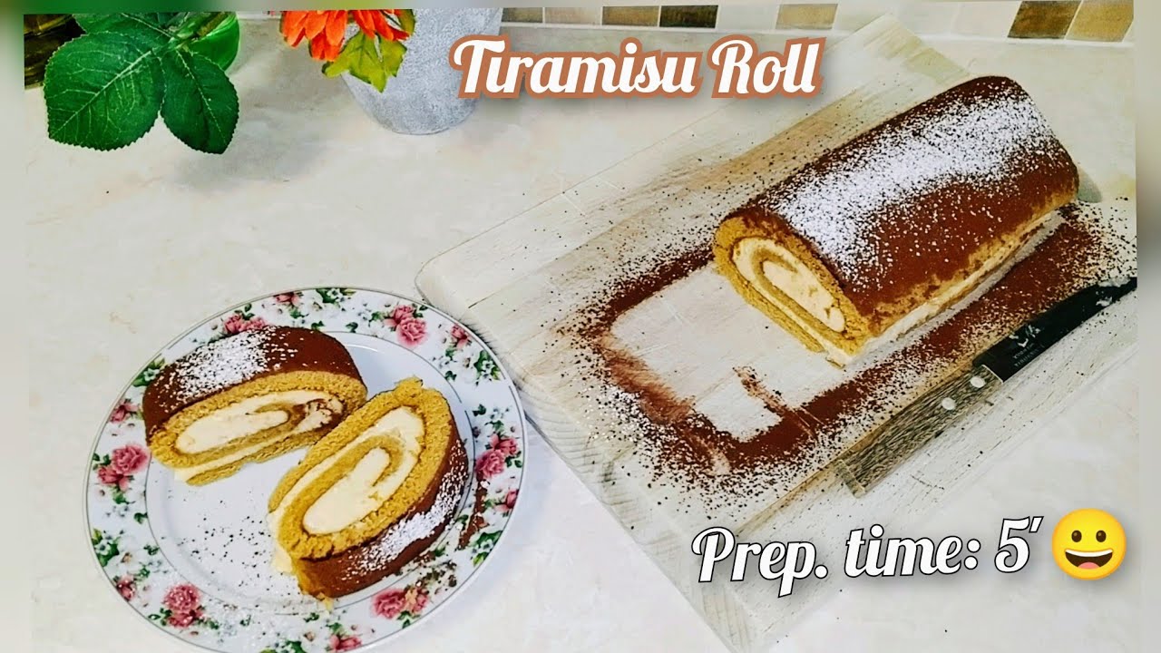 Super easy tiramisu roll recipe!!! Preparation time 5 minutes!!! Enjoy ...
