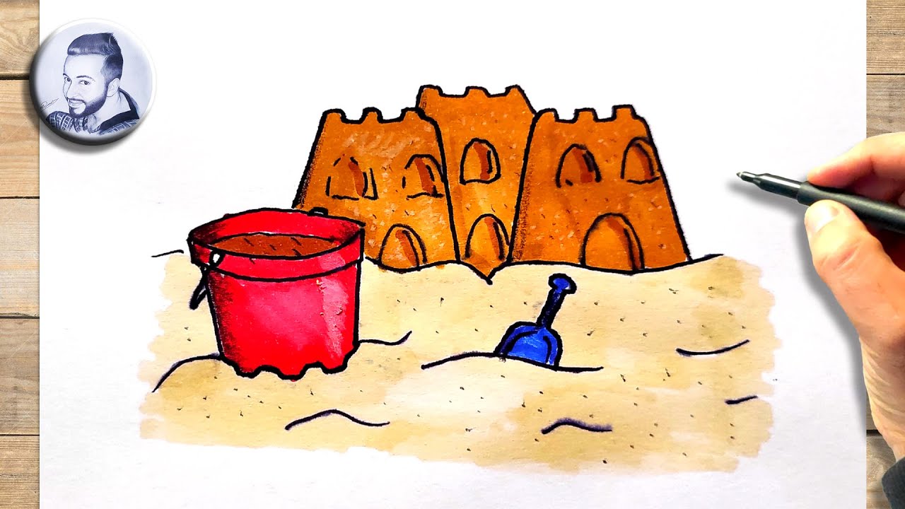 Comment dessiner un château de sable facile à dessiner - YouTube