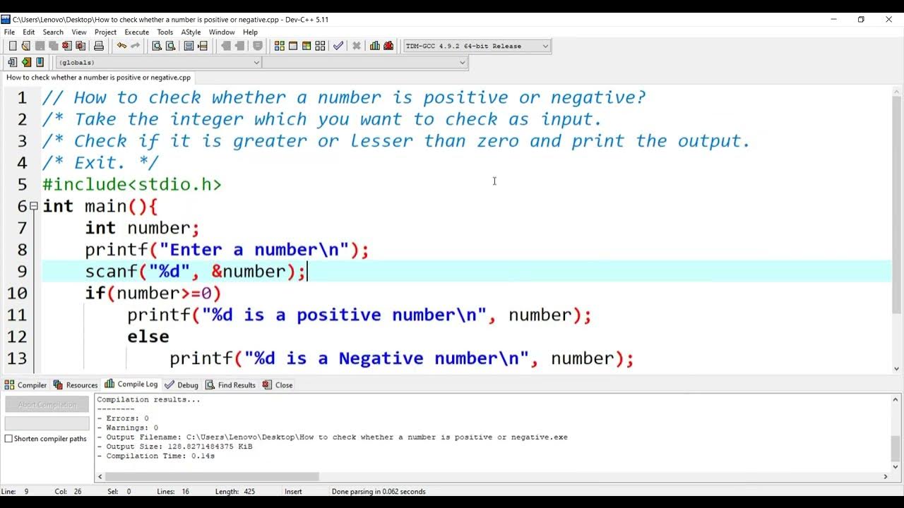 How to check whether a number is positive or negative using C ...