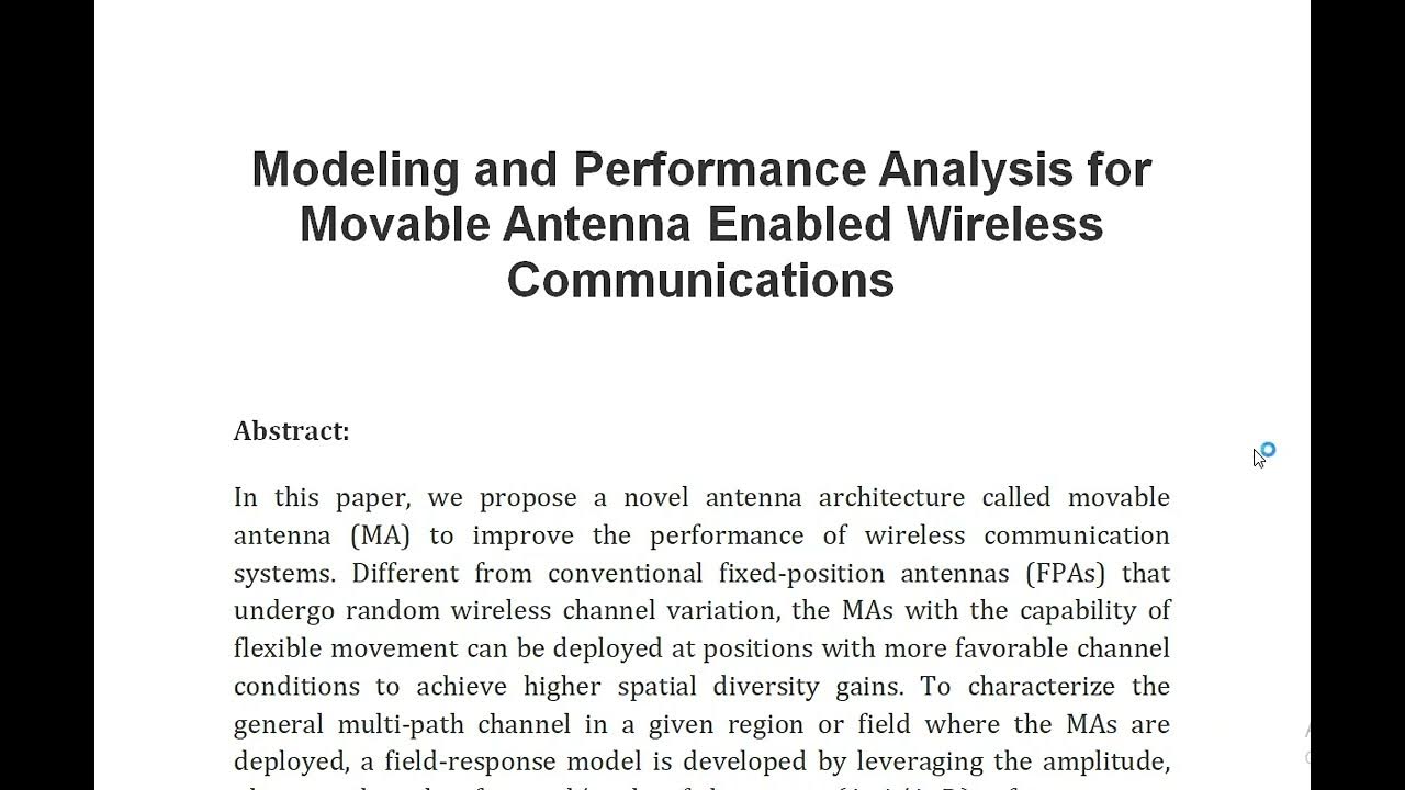 Modeling and Performance Analysis for Movable Antenna Enabled Wireless Communications - YouTube