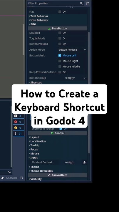 Godot 4 Create a Keyboard Shortcut To Press a Button #godot4 #shorts - YouTube