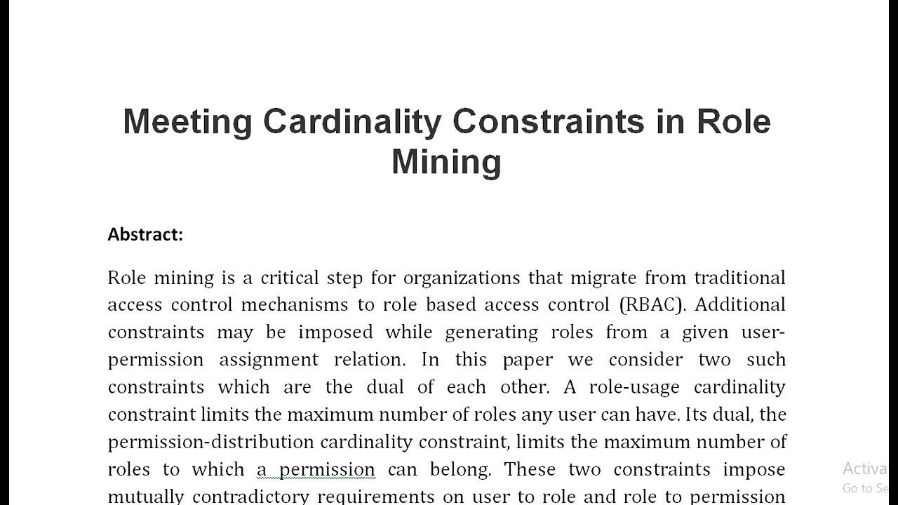 Meeting Cardinality Constraints in Role Mining - YouTube