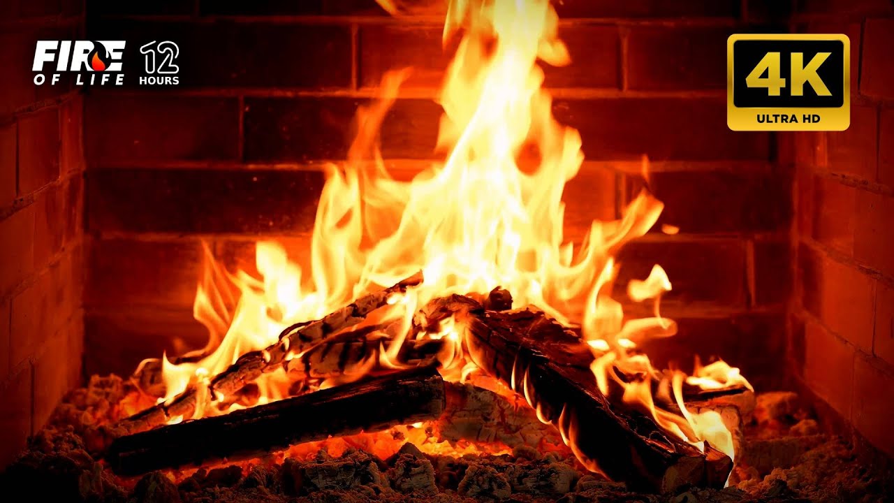 🔥 FIREPLACE Ultra HD 4K. Fireplace with Crackling Fire Sounds ...