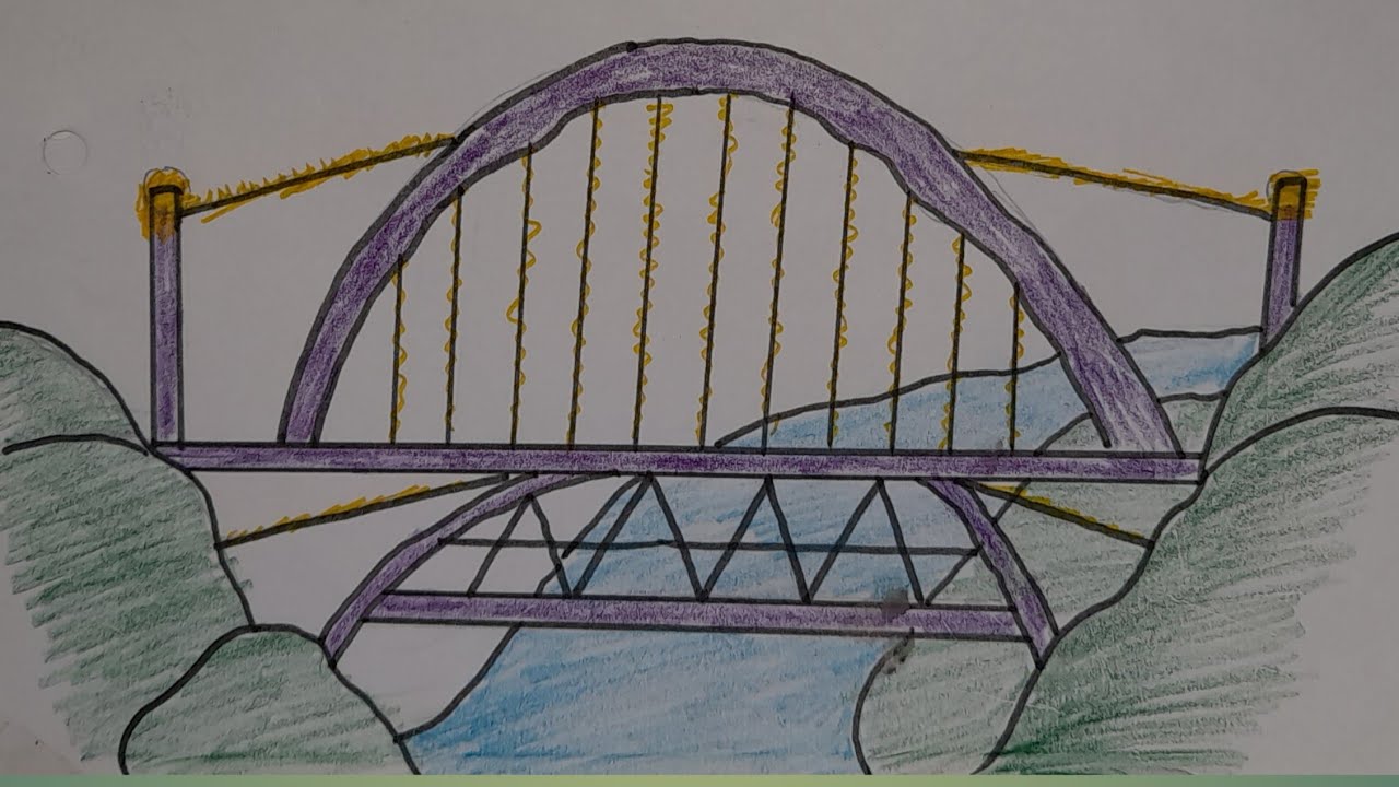 Sydney Harbour Bridge Drawing, bamboo bridge drawing, bamboo bridge ...