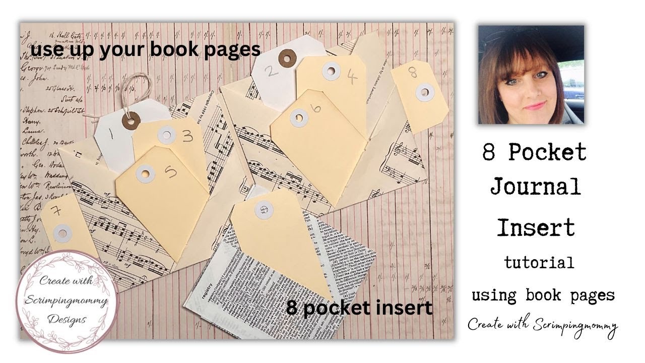8 pocket journal insert using just book pages - YouTube