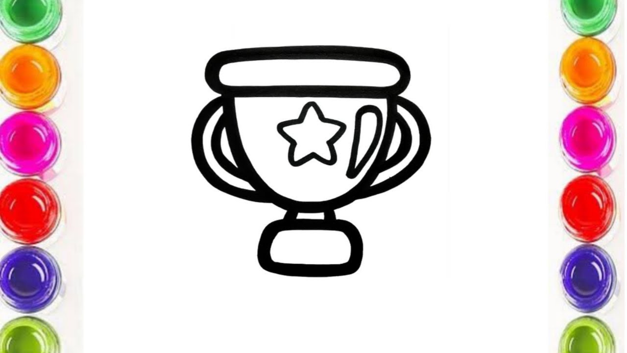 Trophy 🏆drawing and painting for kids* Trophy Cup drawing, colouring ...