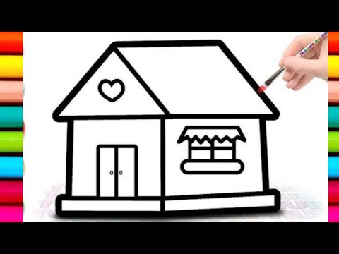 How to draw cute house 🏡|| Drawing, Painting & Coloring For Kids and Toddlers_ Child Art 🎨#art #kids