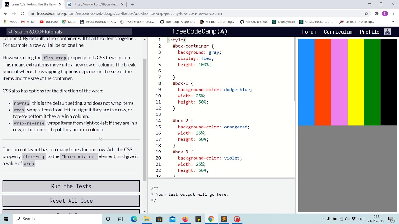 Tutorial 11th - using flex wrap property to wrap items - free code camp ...