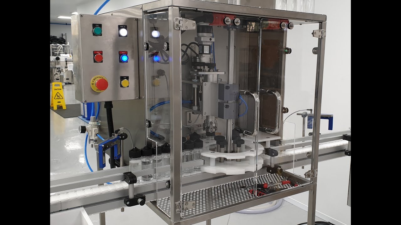 Excel E liquid "short fill" filling and capping line. - YouTube