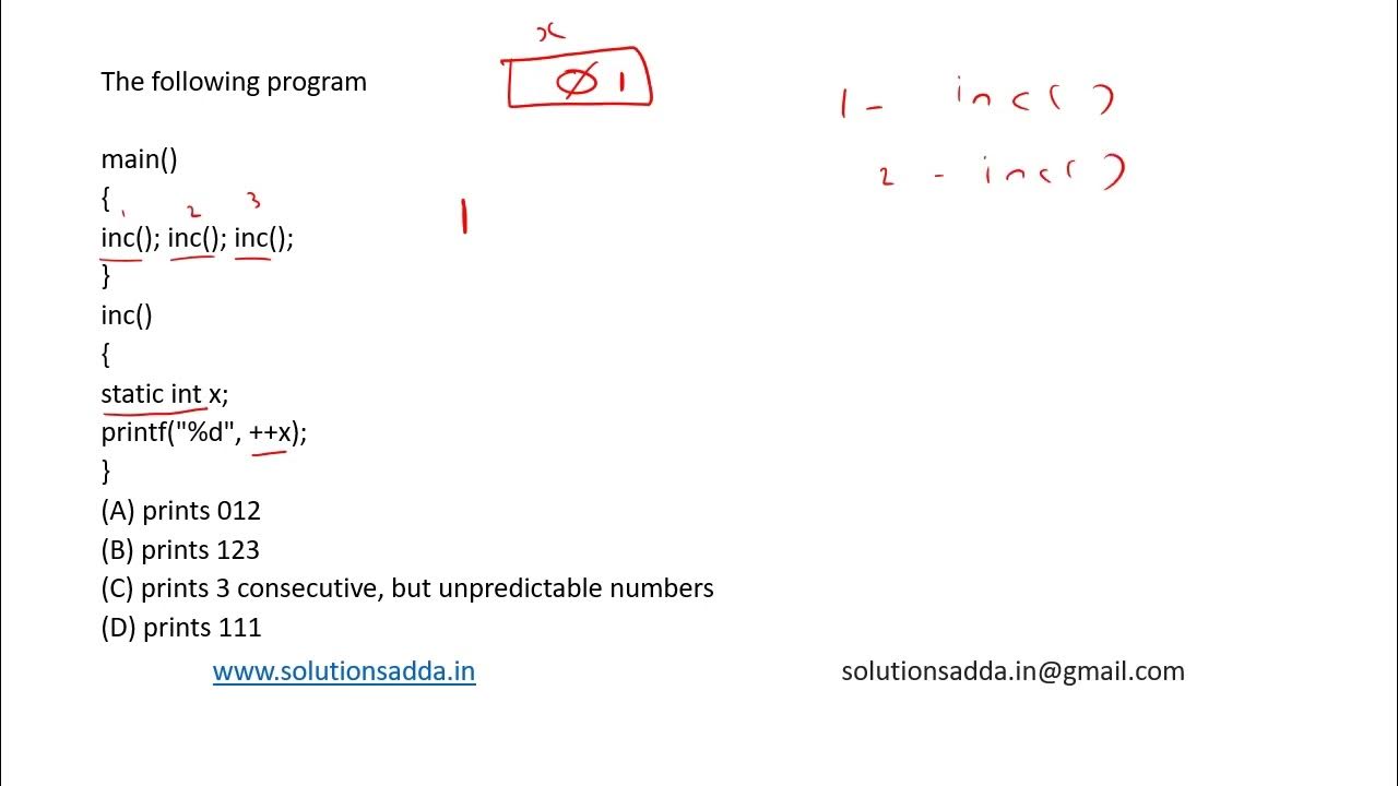 ISRO 2015 | C PROGRAMMING | FUNCTIONS | ISRO TEST SERIES | SOLUTIONS ...