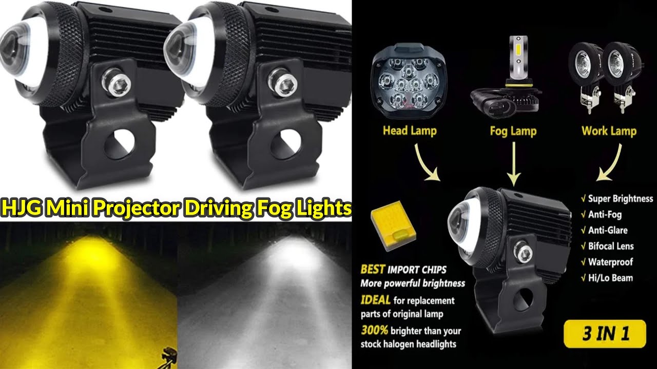 HJG Mini Projector Driving Fog Lights for all Bikes, Cars - Jeep - YouTube