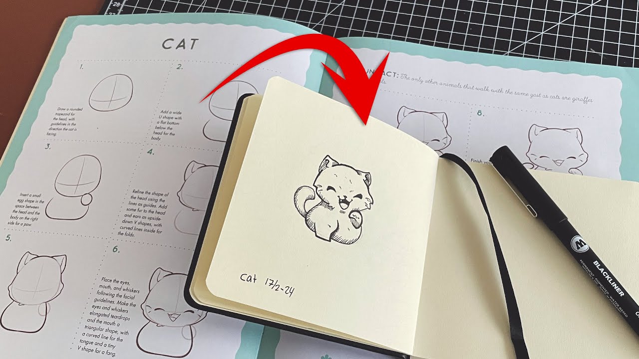 Drawing a Cute Little Chibi Cat - YouTube