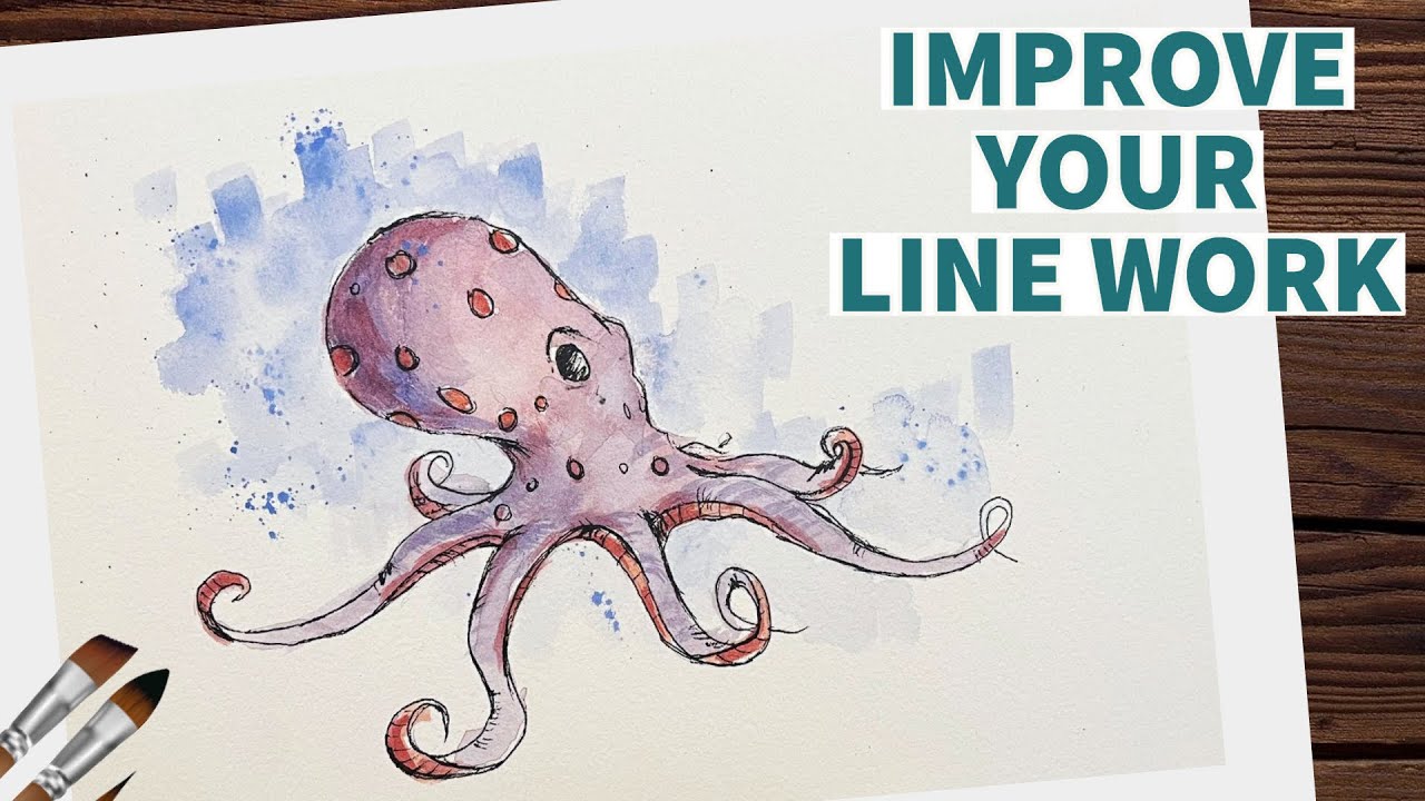 Improve your Line work | Octopus | Pen and Wash Tutorial - YouTube