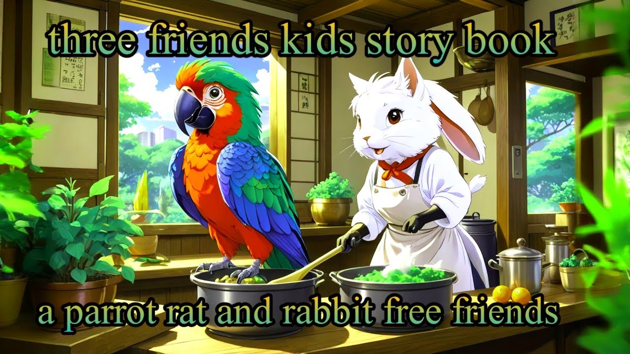 Three friends a parrot a mouse and rabbit best kids story kids story ...