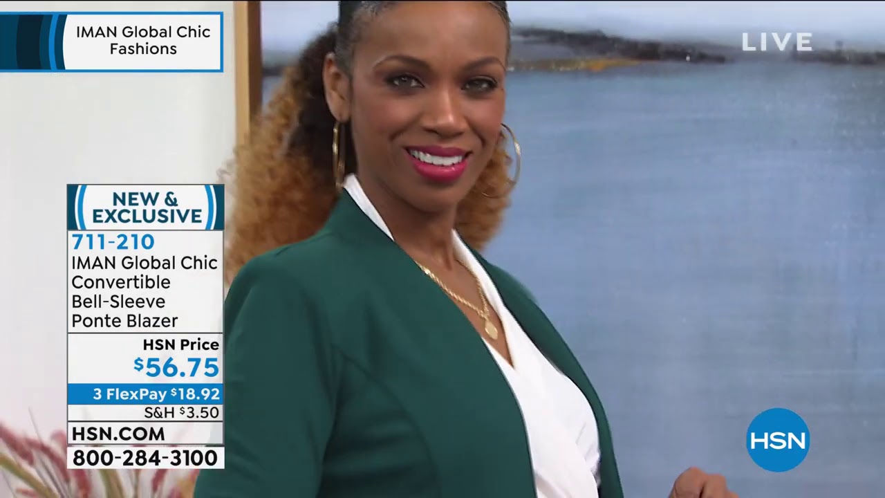 IMAN Global Chic Convertible BellSleeve Ponte Blazer - YouTube