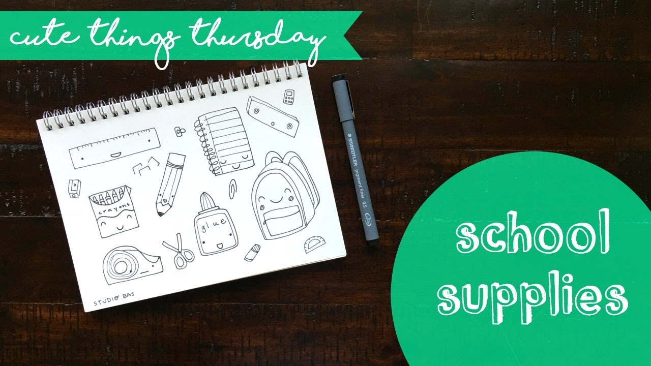 How to Draw Cute School Supplies - YouTube