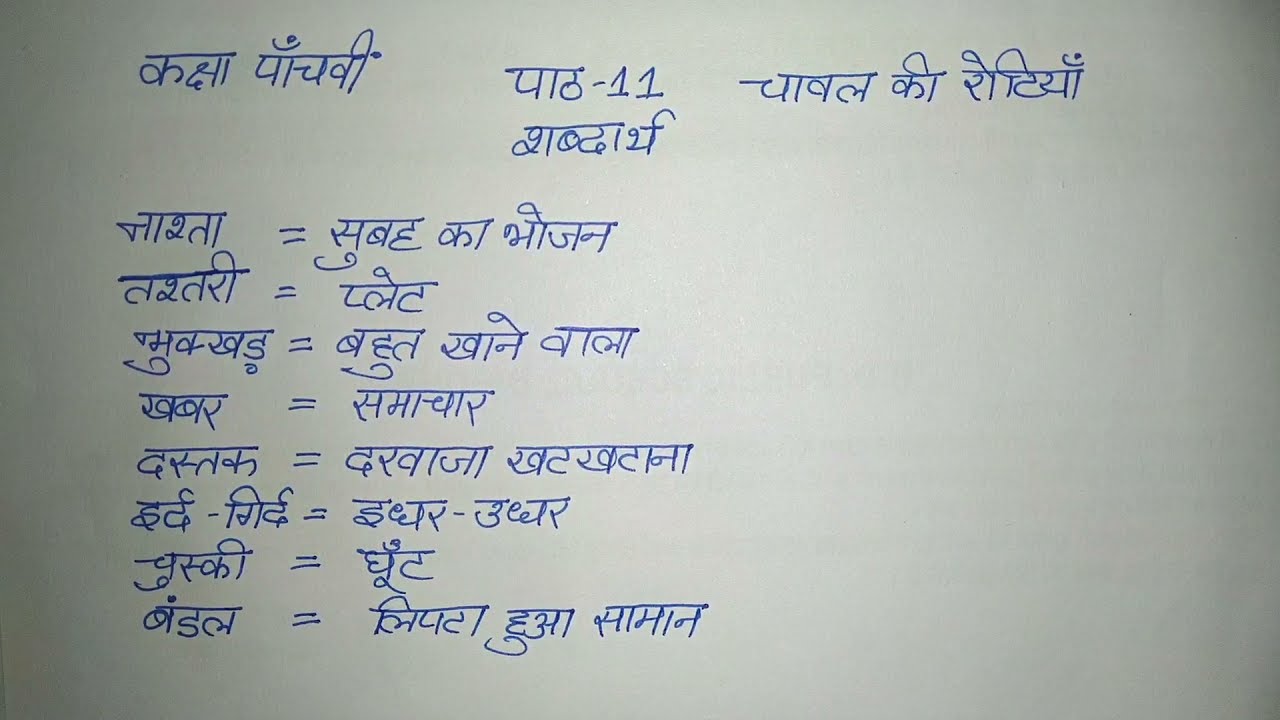 Chawal Ki Rotiya Class 5 Ch 11 Shabdarth chawal-ki-rotiya-class-5-ch-11-shabdarth