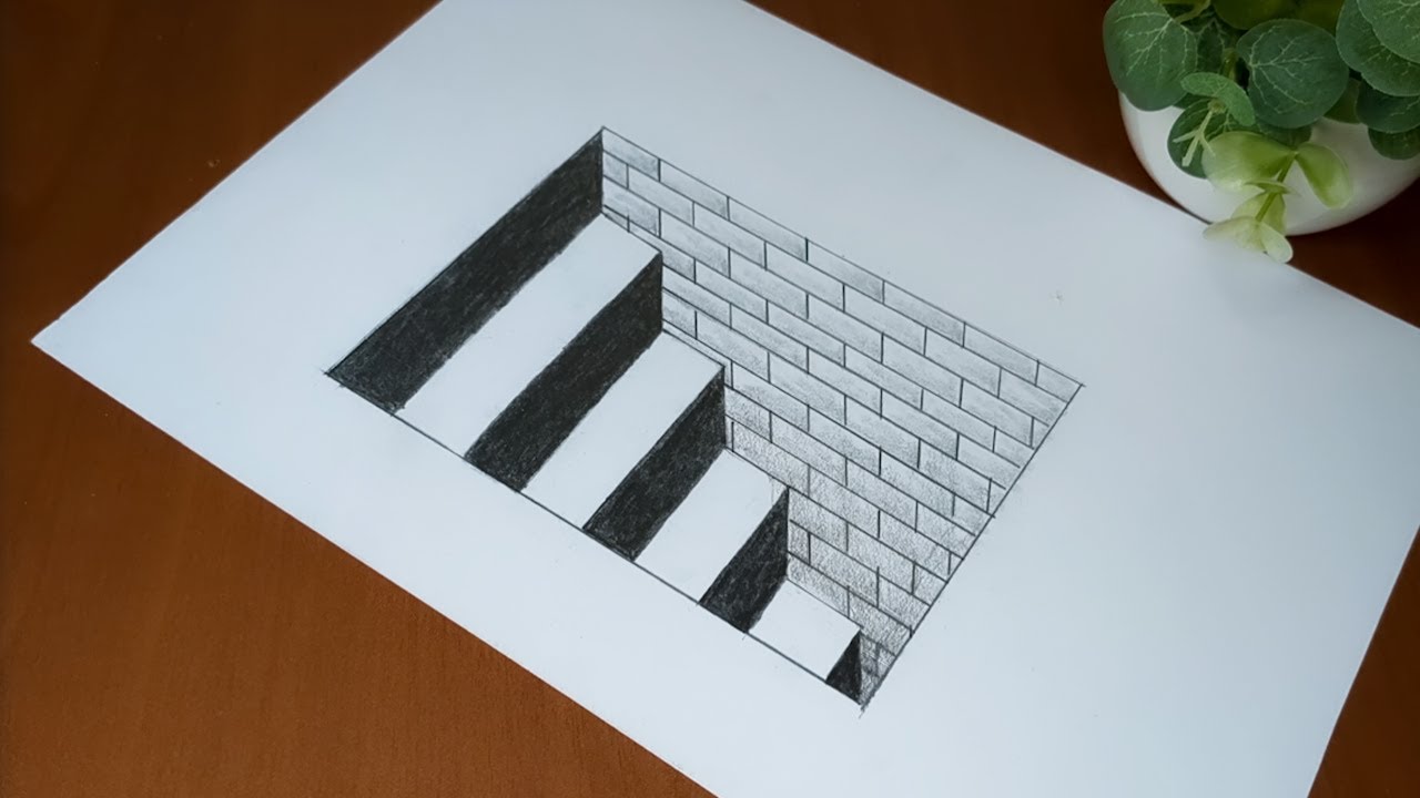 Mind-Blowing 3D Tunnel Stair Illusion Drawing | Hyper Realistic 3D Art ...