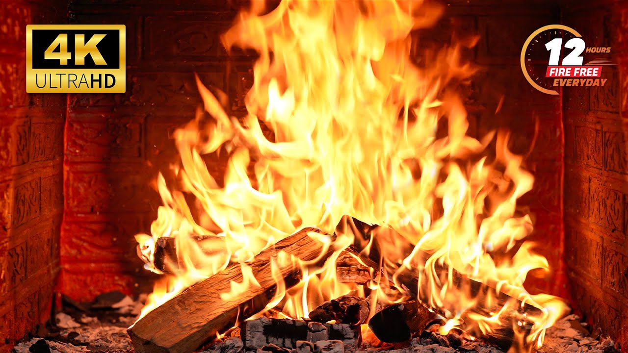 🔥 Relaxing Fireplace with Crackling Fire Sounds. Cozy Fireplace Burning ...