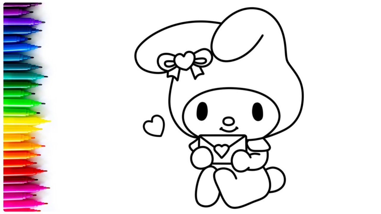 My Melody with Envelope Drawing, Painting & Coloring For Kids and ...
