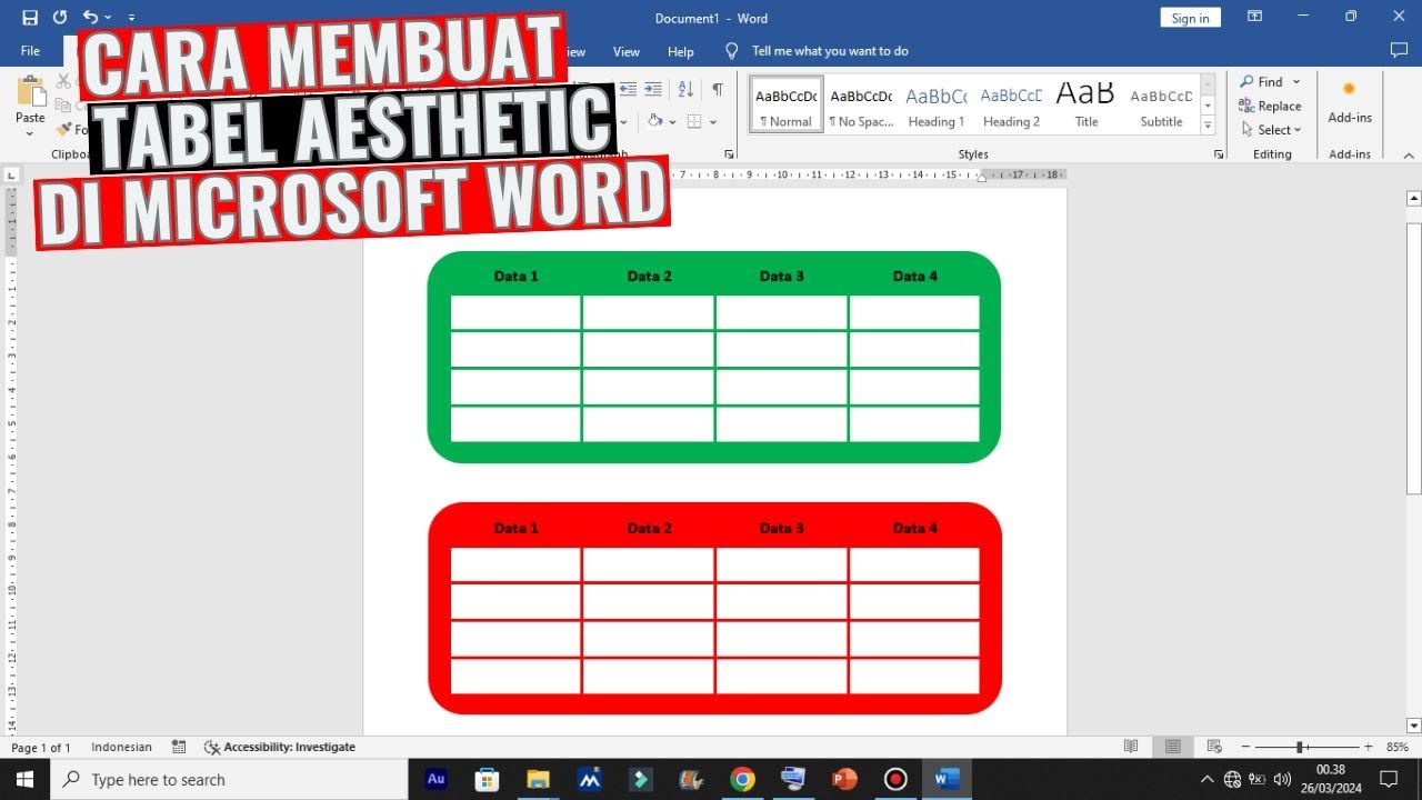 Cara Membuat Tabel Aesthetic di Microsoft Word - YouTube