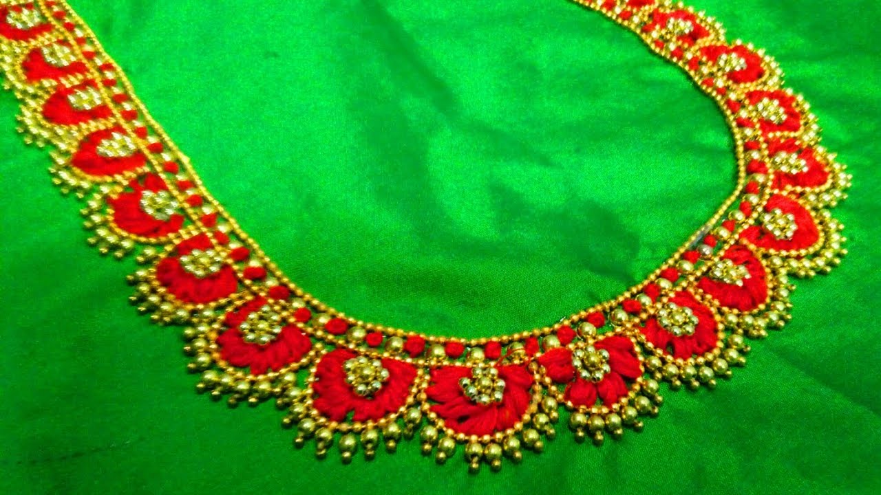 Aari work in normal needle stitch - YouTube