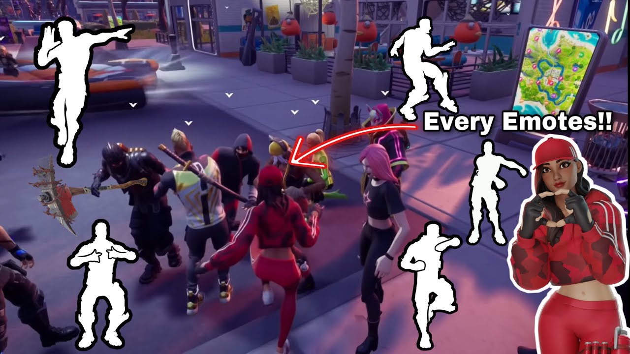 Ruby Skin Flexing Every Rare Emotes in The Game Party Royale - YouTube