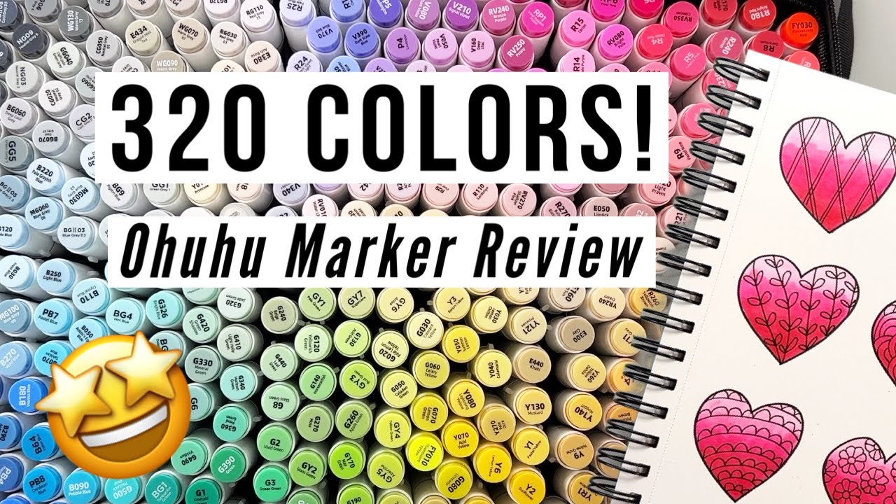 Unboxing the 320 Color Marker Set from Ohuhu! Swatching & Creating ...