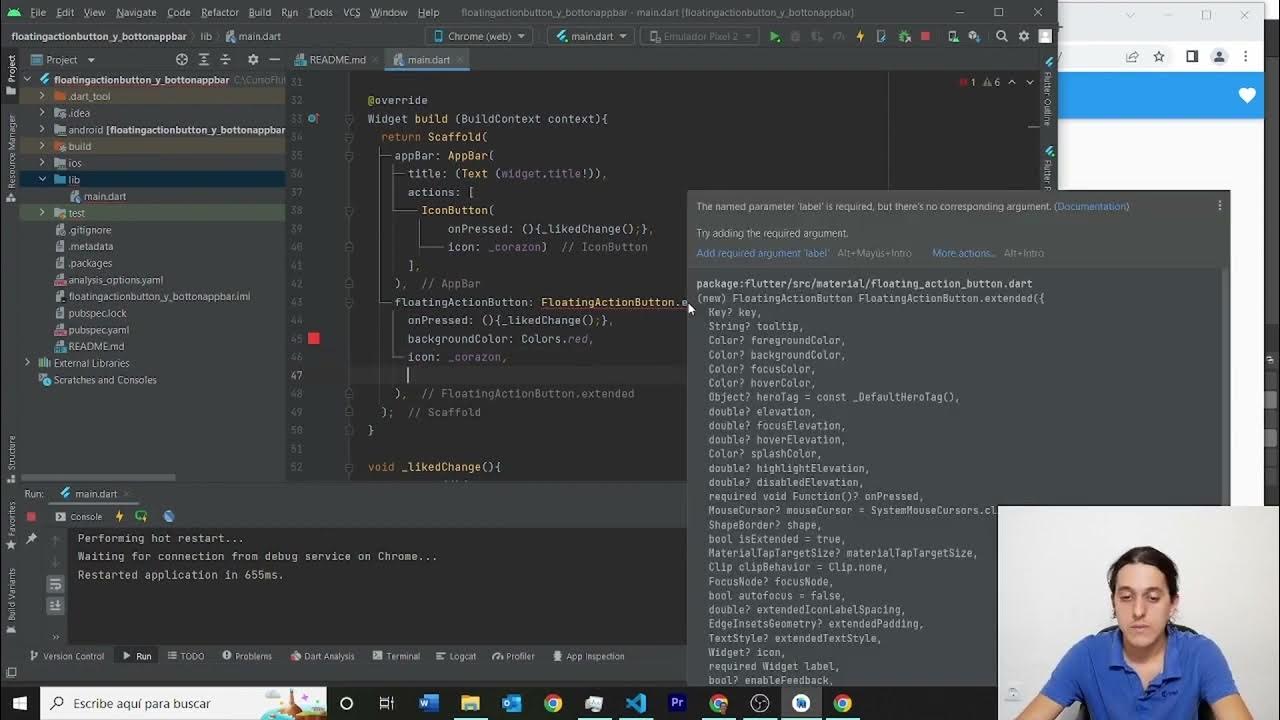 4.3 Floatingactionbutton y bottonappbar - Curso Flutter - OpenBootcamp - YouTube