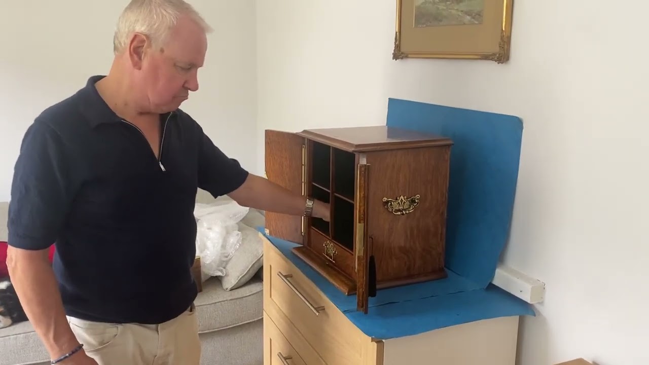 Victorian Oak Cabinet Featuring A Brahma Lock. - YouTube