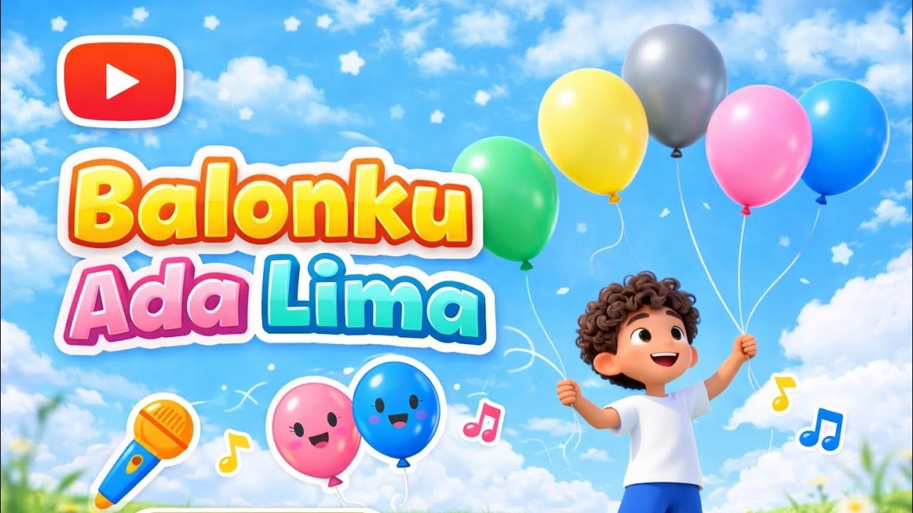 Balonku Ada Lima🎈- Lagu Anak Terpopuler | Lirik & Animasi Warna-Warni ...