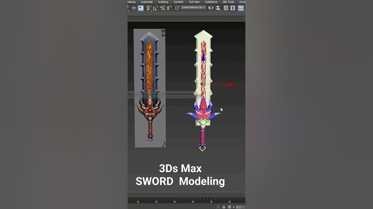 3Ds Max Sword Modeling #3dsmax #3dmodeling #vfxtutorials - YouTube