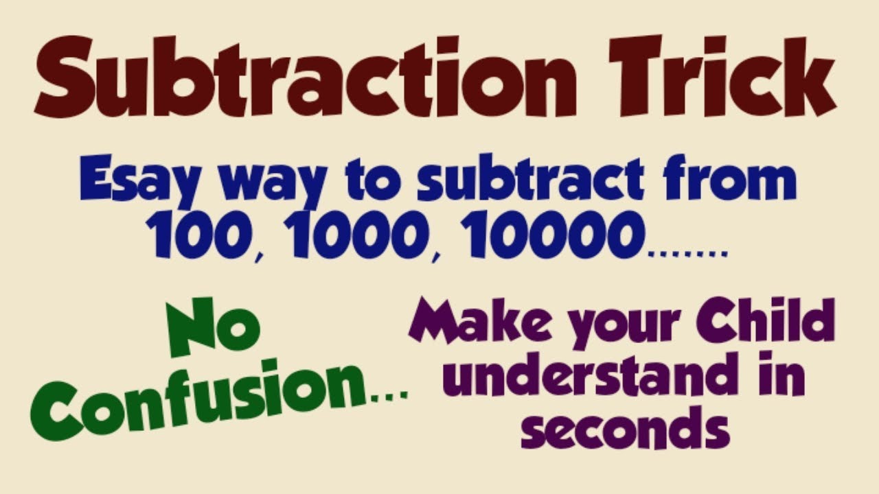 Subtraction Trick - Easy way to do the subtraction | Learn subtraction ...