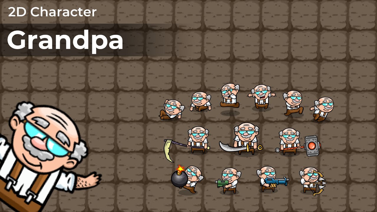 2D Character - Grandpa (Sprite Package Demo) - YouTube