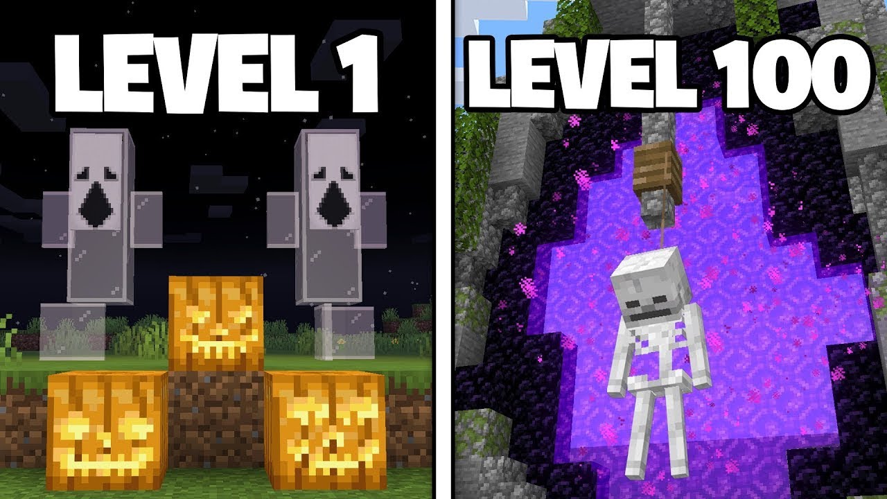 Testing Scary Minecraft Builds From Level 1 To 100 - YouTube