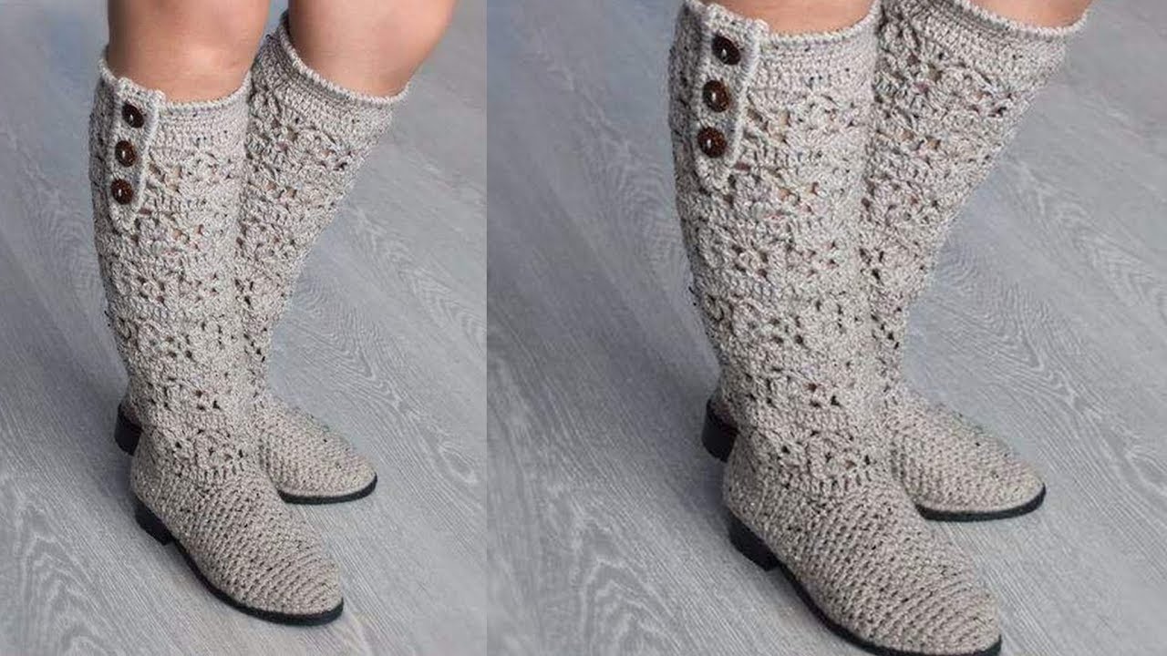 BOTAS DE MUJER TEJIDO A CROCHET - YouTube