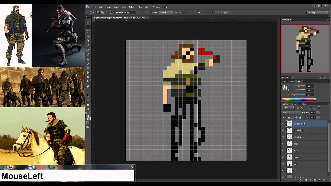 Big Boss Pixel Art Timelapse - YouTube