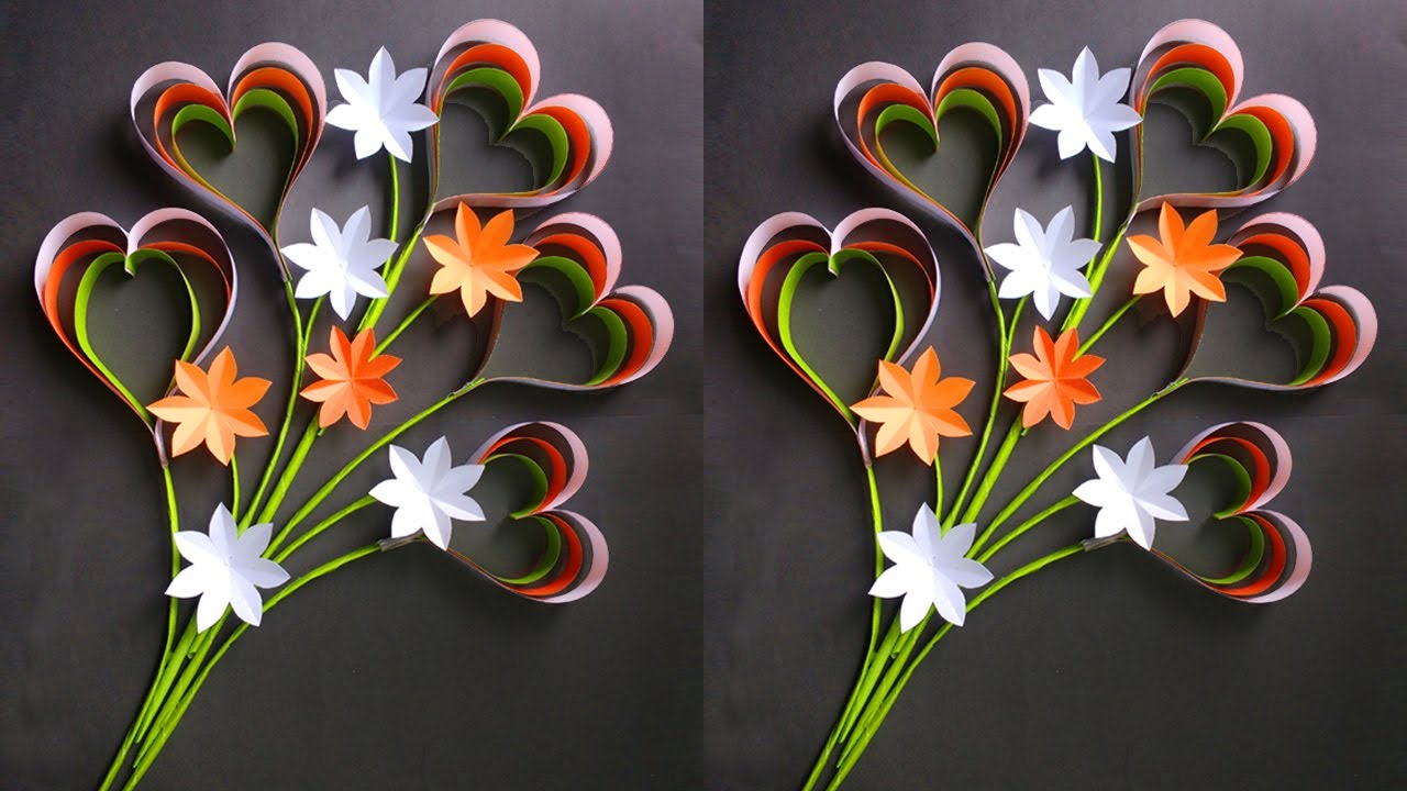 Diy Paper Flowers - কাগজের ফুল বানানো - kagojer Ful - Diy Stick Flower ...