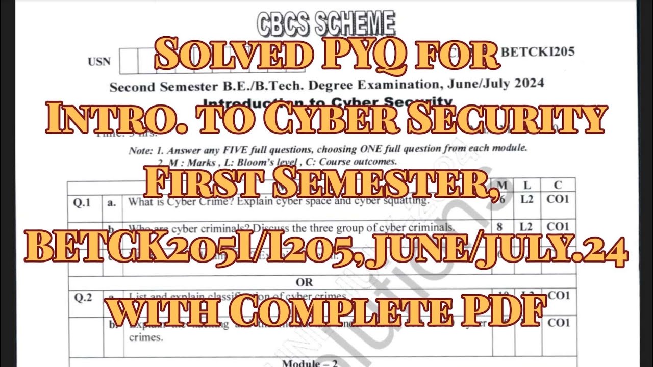 Introduction to cyber security solved pyq, betck205I/I205, june/july.24 ...