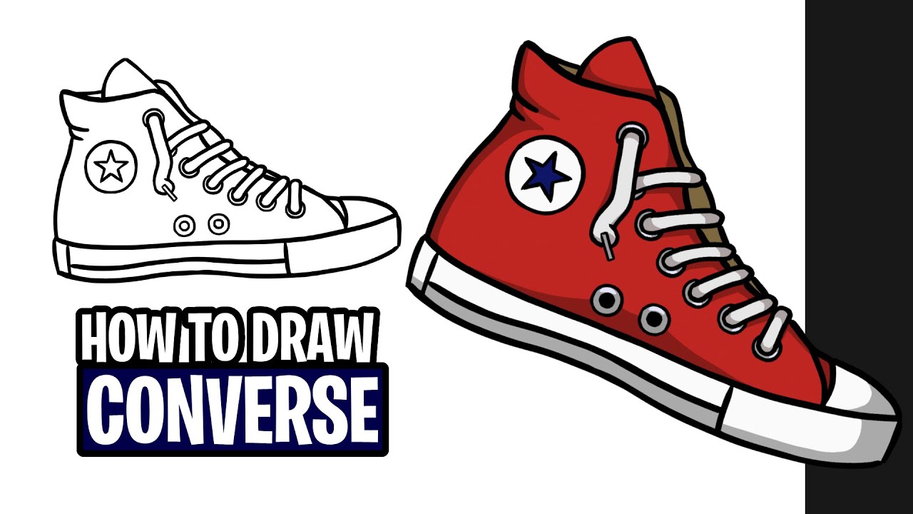 How to draw Converse Shoes | Cum sa desenezi tenisi Converse - YouTube