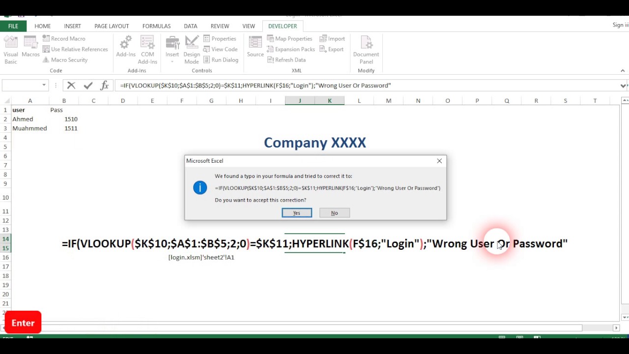 Create simple Login system excel إكسيل شاشة دخول للمستخدم - YouTube
