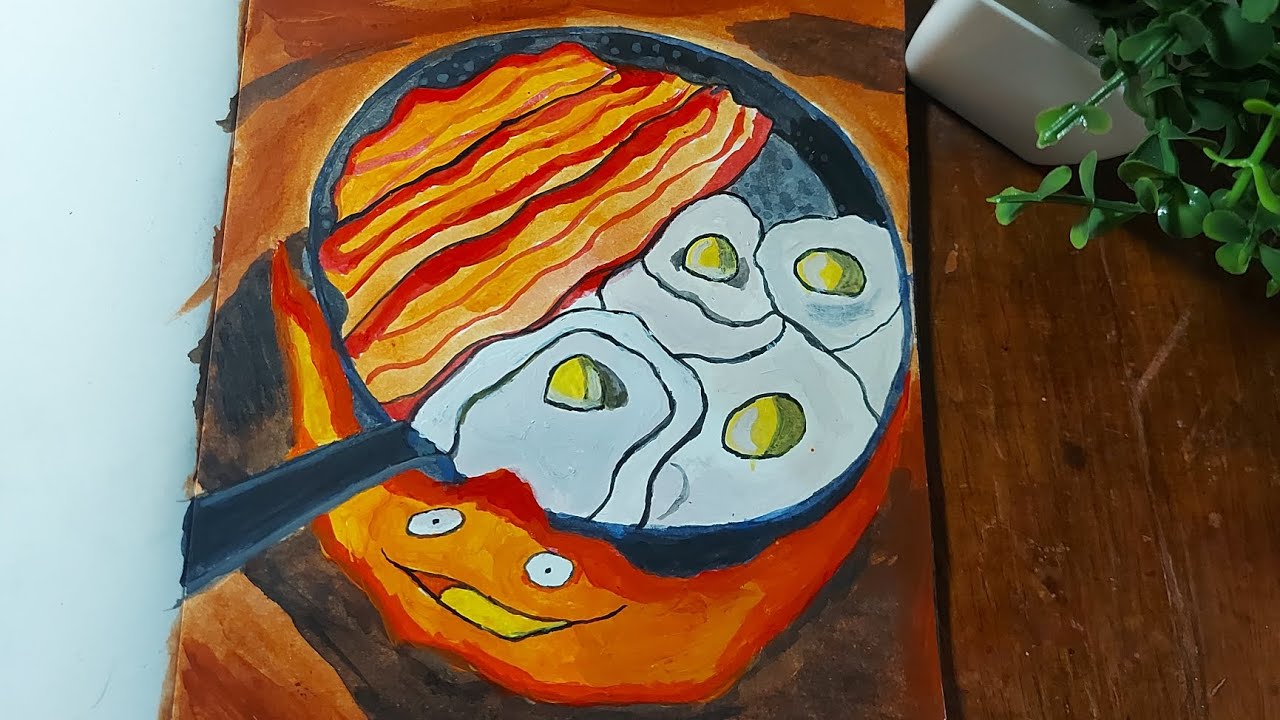 Painting a Ghibli Food Scene 🍲🎨 | Howl's moving castle | Acrylic Food ...