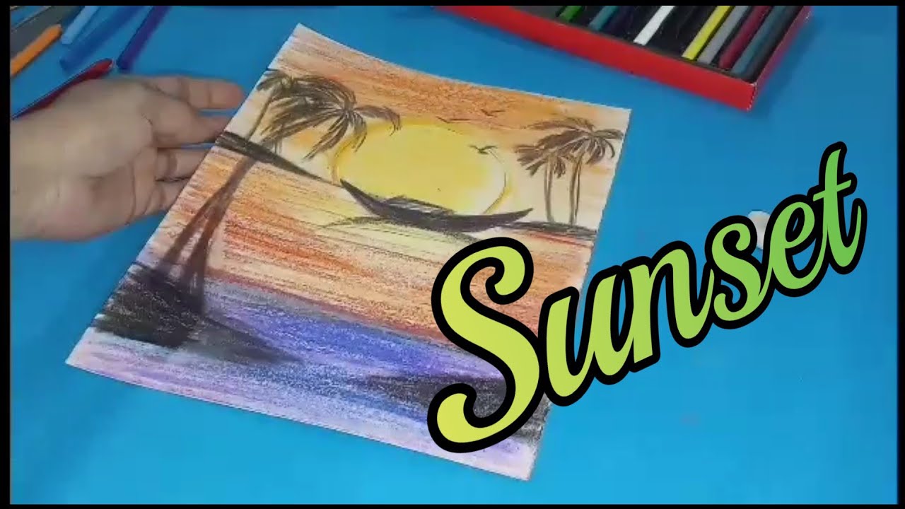 Sunset Scene ( Crayon color ) ¦¦ Dr. Aparna Srivastava Art Zone - YouTube