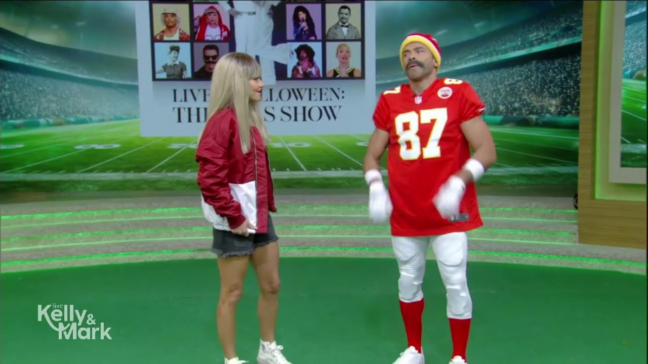 Kelly Ripa and Mark Consuelos dress up as Taylor Swift and Travis Kelce ...