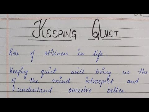 Summary of Keeping Quiet class 12 || Keeping Quiet || Flamingo || Class ...