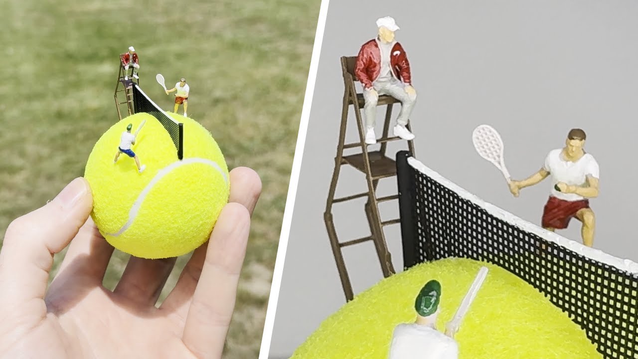 Tennis Game on a Tennis Ball! Fun Scale Model Build - YouTube