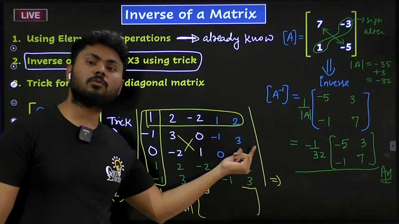 Quick way to find Inverse of a matrix - YouTube