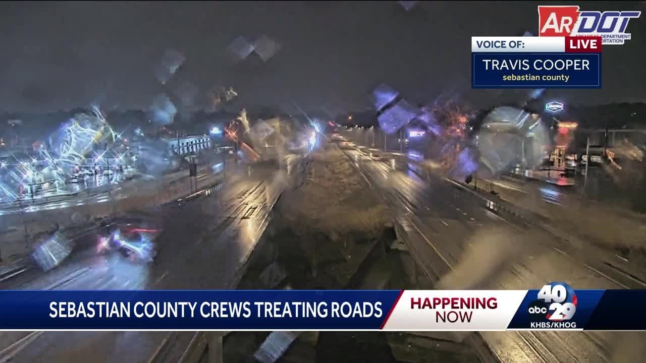 Sebastian County crews treating roads - YouTube